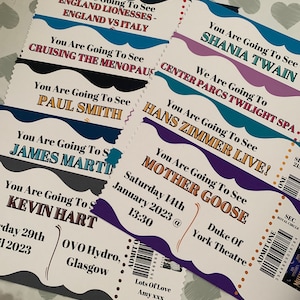Personalised Custom Event Ticket Gift Reveal | Gig Concert Ticket Gift ...