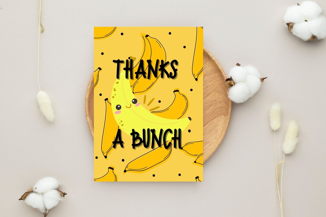 Thanks A Bunch Funny Pun Thank You Card | Thanks so Much Card, Thankful ...