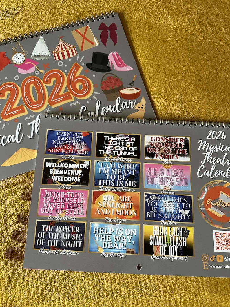 2026 Musical Theatre Calendar | 2026 Calendar Planner, Musicals ...