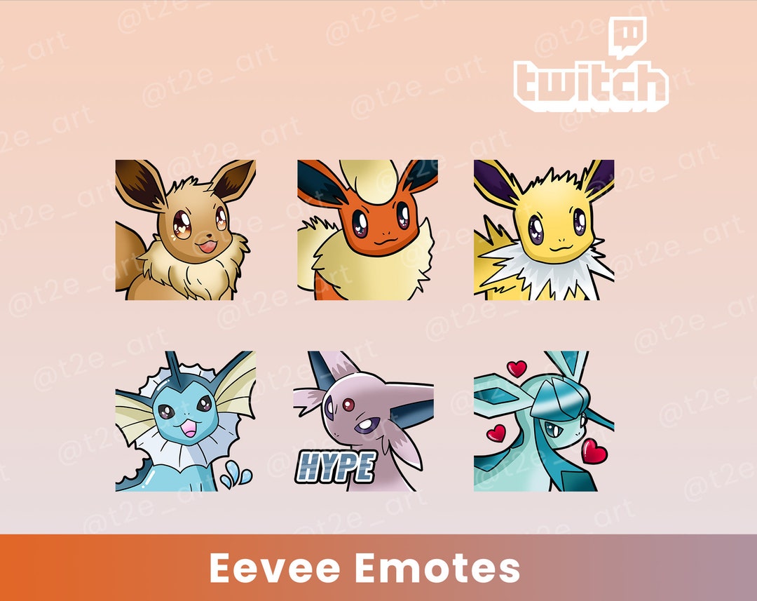 6 X Pokemon Eevee Emotes twitch / Discord - Etsy
