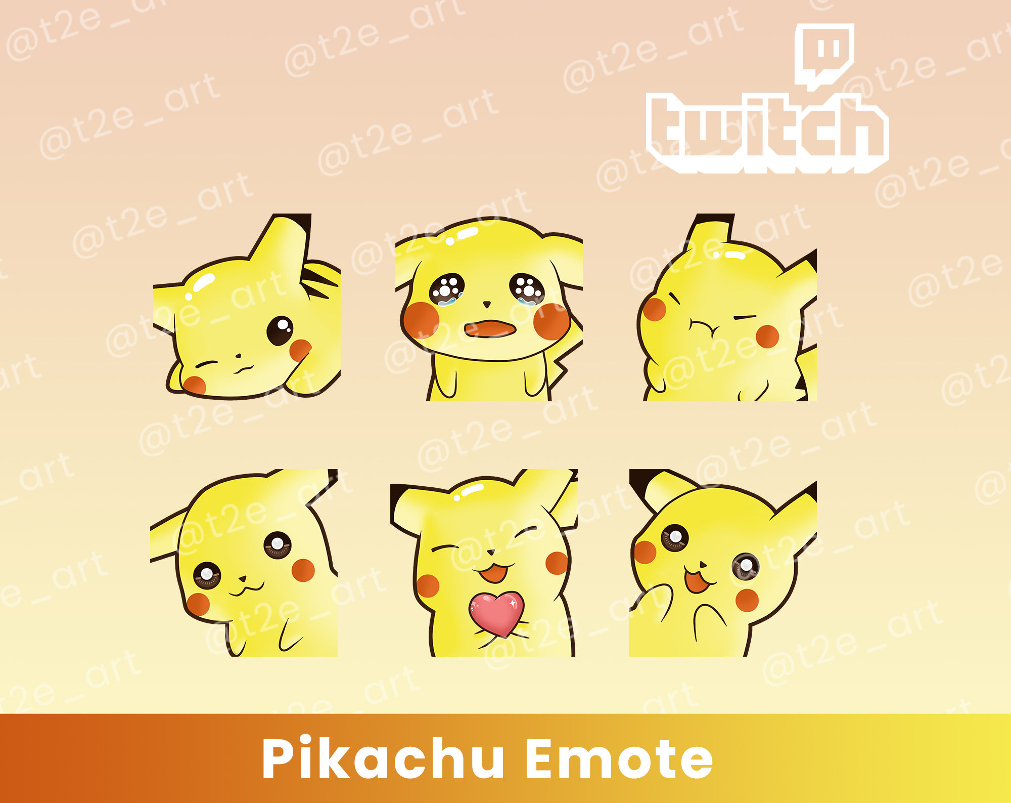 6 X Pokemon Pikachu Emotes twitch / Discord - Etsy