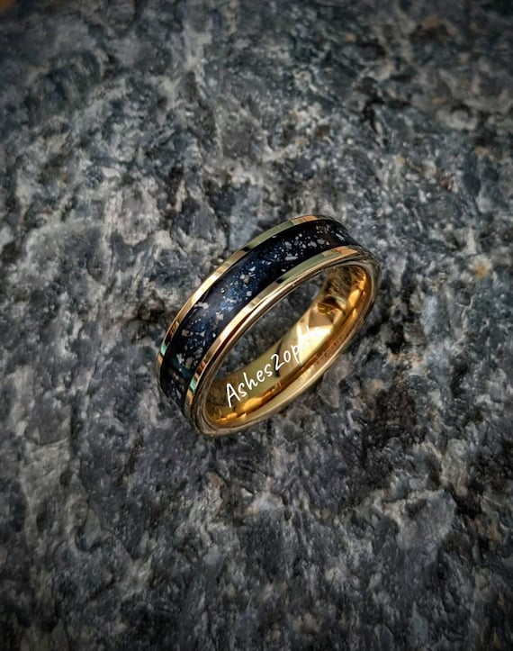 6mm Gold tungsten cremation ashes ring. Memorial ring. Pet ashes memorial cremation ring for men. Gold Tungsten carbide. Ashes hair fur Etsy