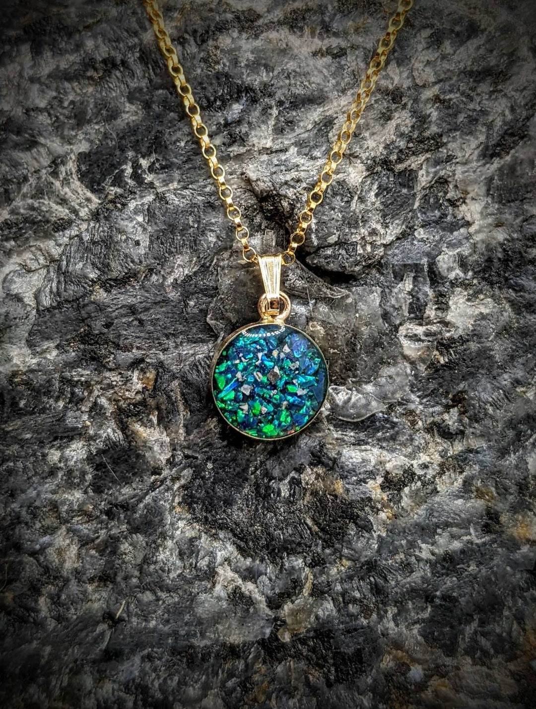 Gold Filled Ashes Necklace. Ashes and Opal Necklace. Cremation Keepsake ...