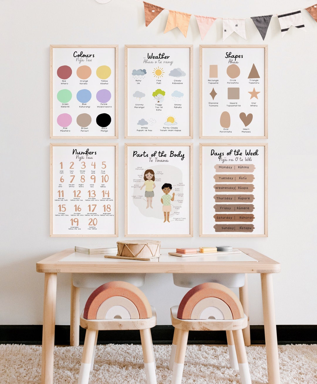 Digital Art Set of 6 Bilingual Posters - Te Reo Maori - Etsy