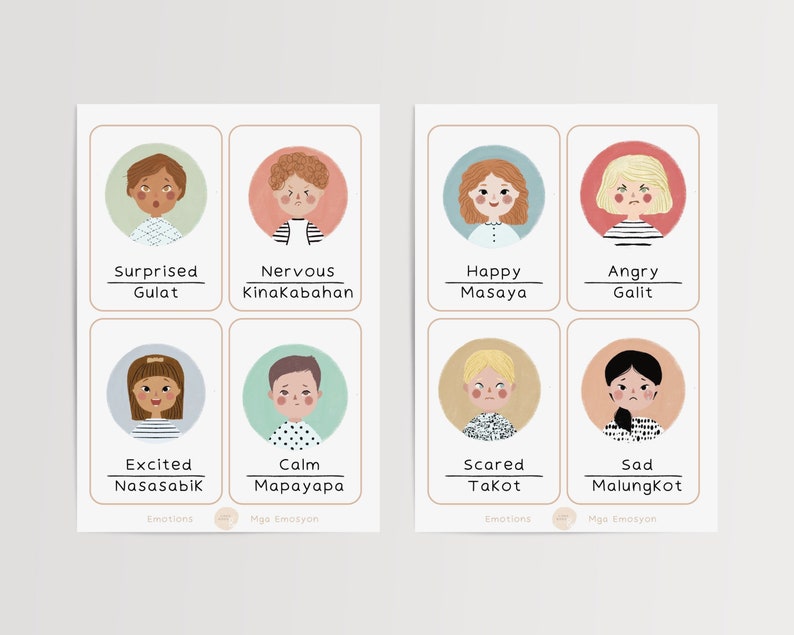 Printable Bilingual Flashcards (english & Tagalog) - Etsy