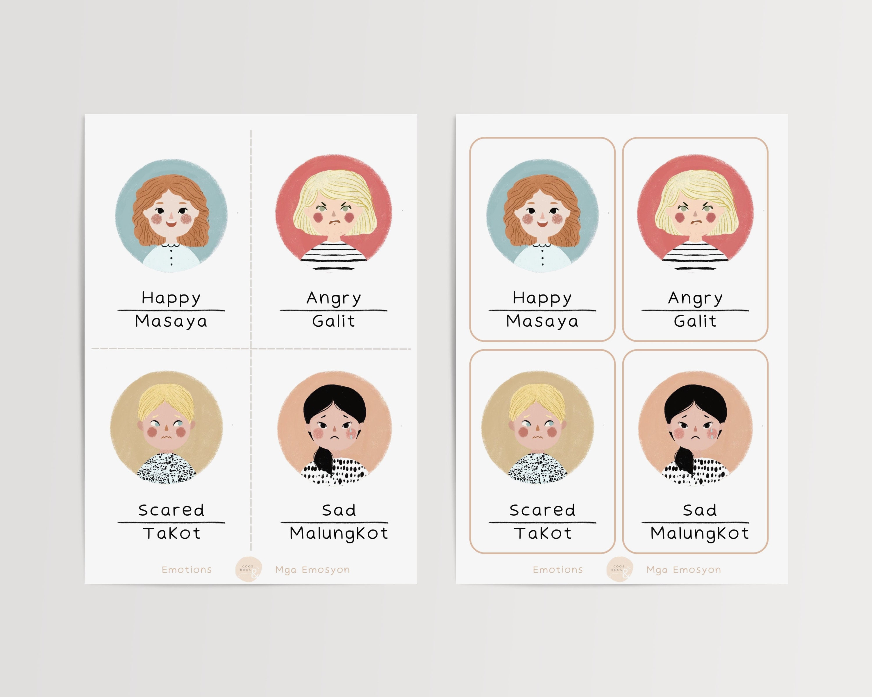 Printable Bilingual Flashcards english & Tagalog - Etsy