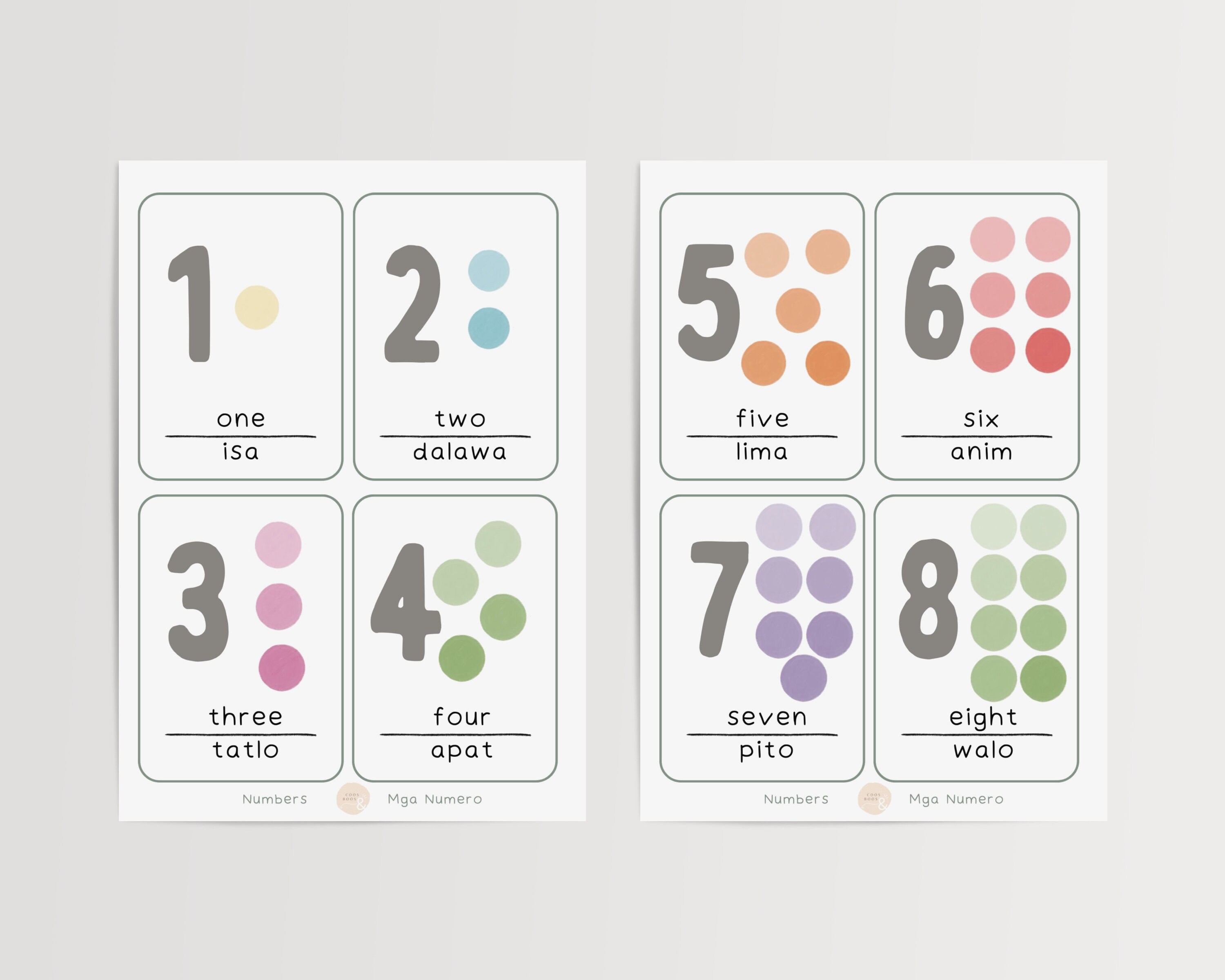 Printable Bilingual Flashcards (english & Tagalog) - Etsy