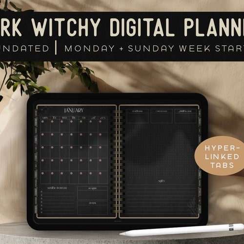 Undated Dark Mode Digital Planner for Goodnotes/notability - Etsy