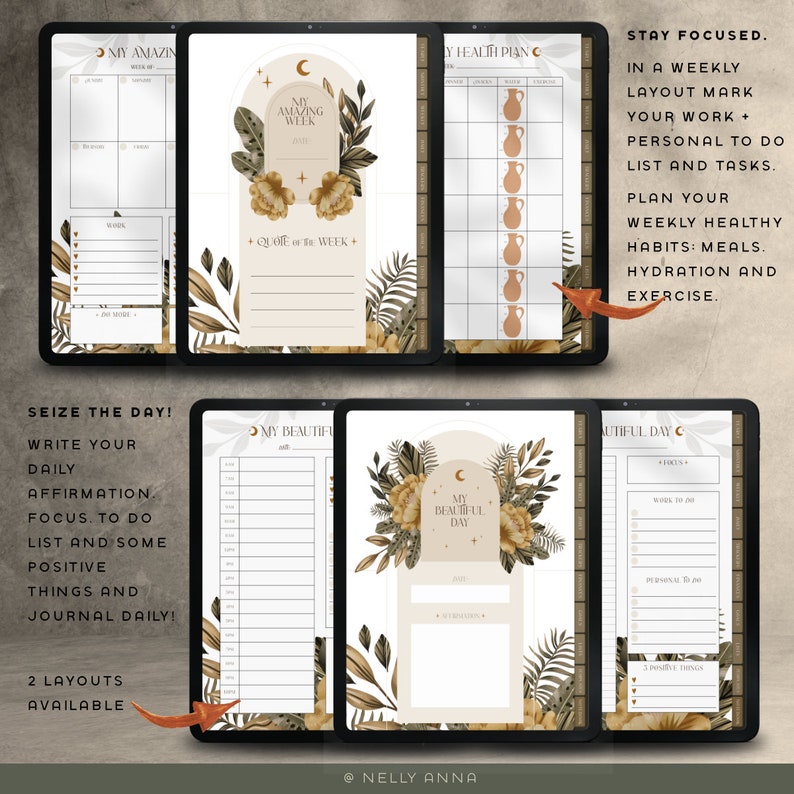 Cozy Boho Digital Life Planner | Undated PDF Planner + Notebook ...