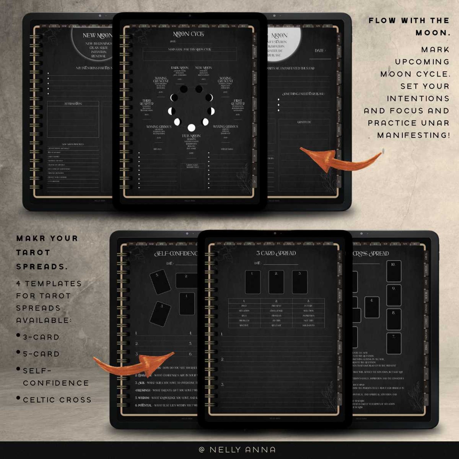 Witchy Dark Minimal Digital Planner | Undated Crafty Witch iPad Tablet ...