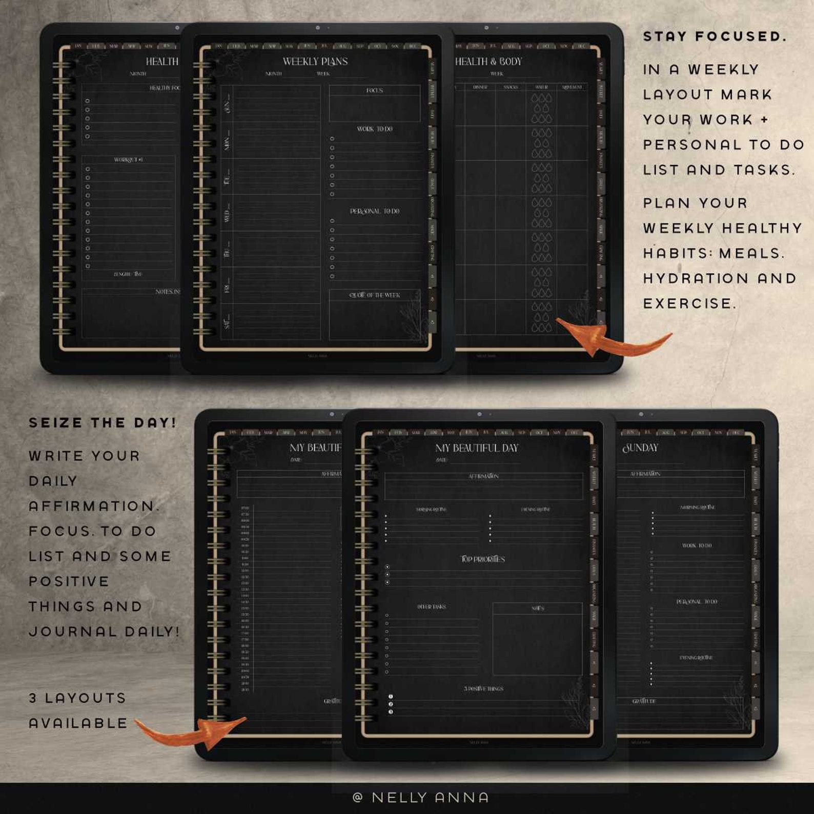 Witchy Dark Minimal Digital Planner | Undated Crafty Witch iPad Tablet ...