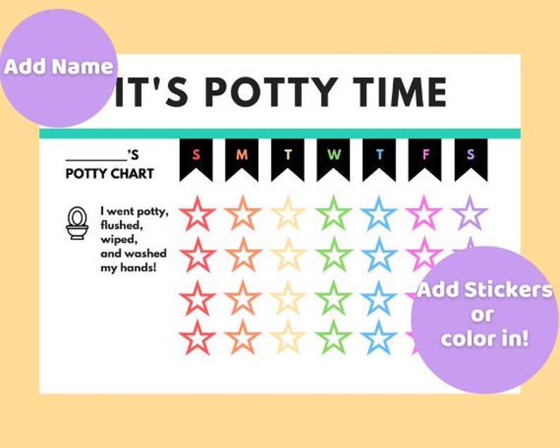 Kids Toddler Potty Training Chart Reward Calendar - Etsy
