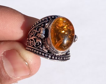 Amber Poison Ring - Etsy