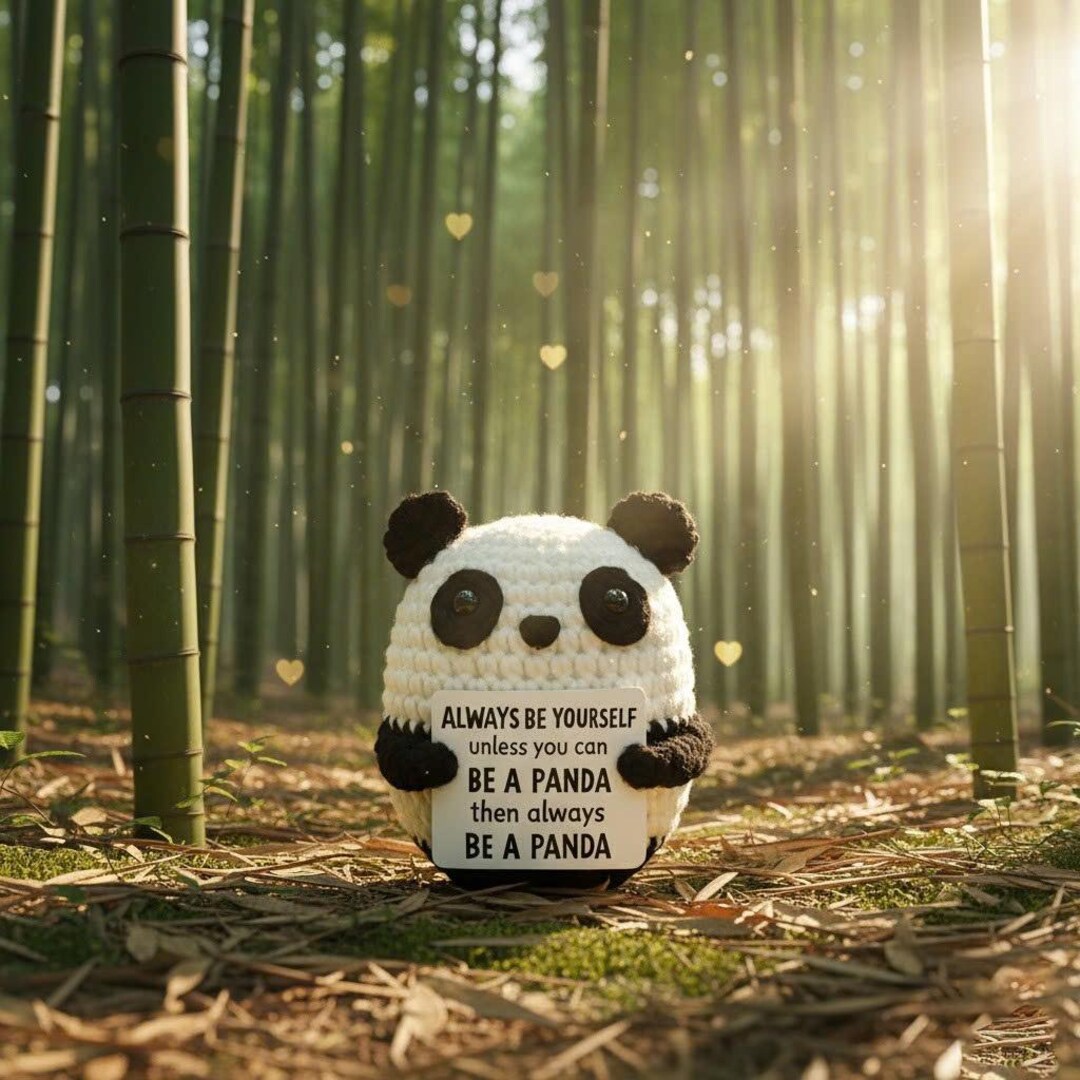 Crochet Panda Positive With Desk Decorations, Emotional Support Panda ...