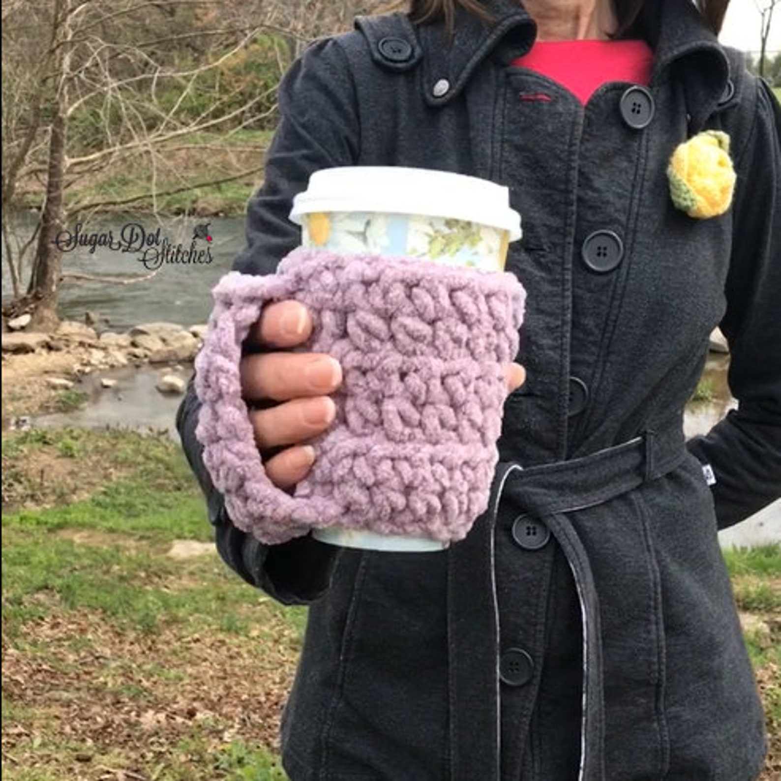Cup Cozy Cozie Sleeve With Handle for Hot or Cold Drinks - Crochet ...