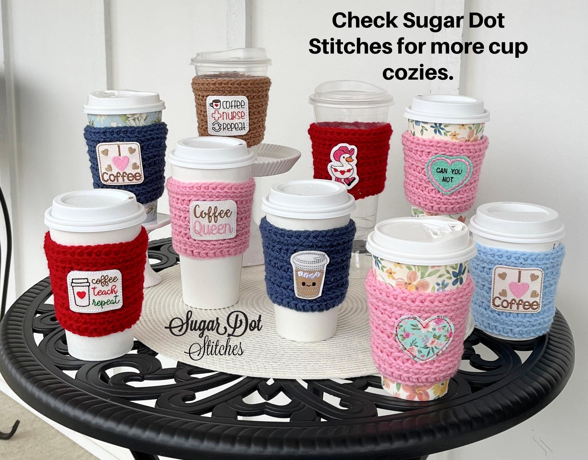 Cup Cozy Cozie Sleeve With Handle for Hot or Cold Drinks - Crochet ...