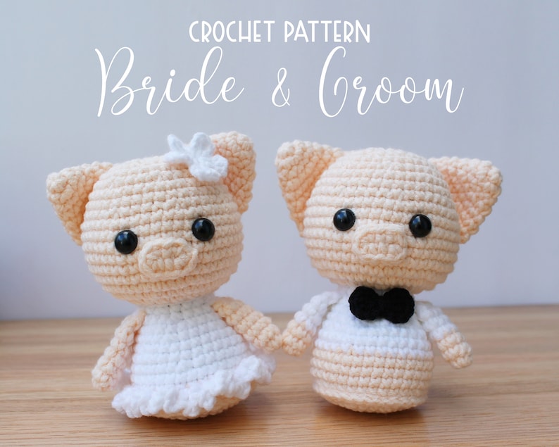 CROCHET PATTERN Little Pigs Bride & Groom Wedding Couple - Etsy