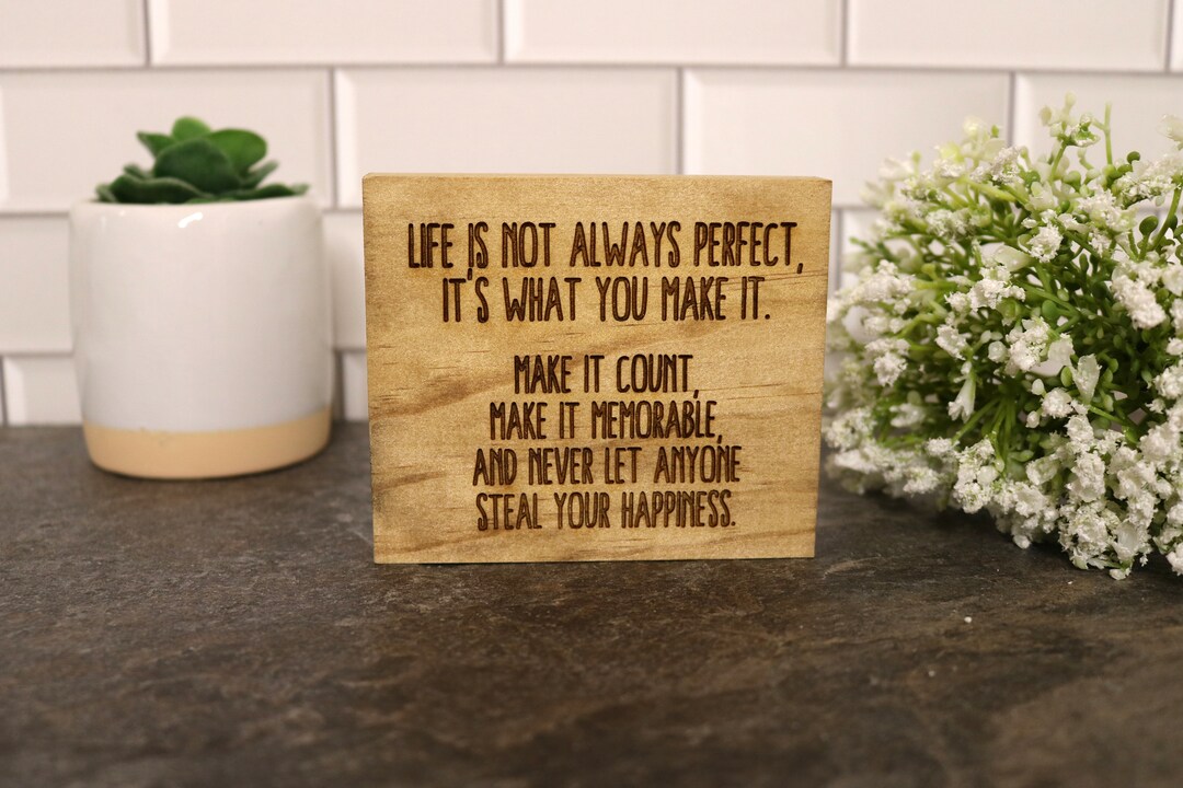 Personalized Engraved Wood Block Sign | Custom Shelf Decor | Rustic ...