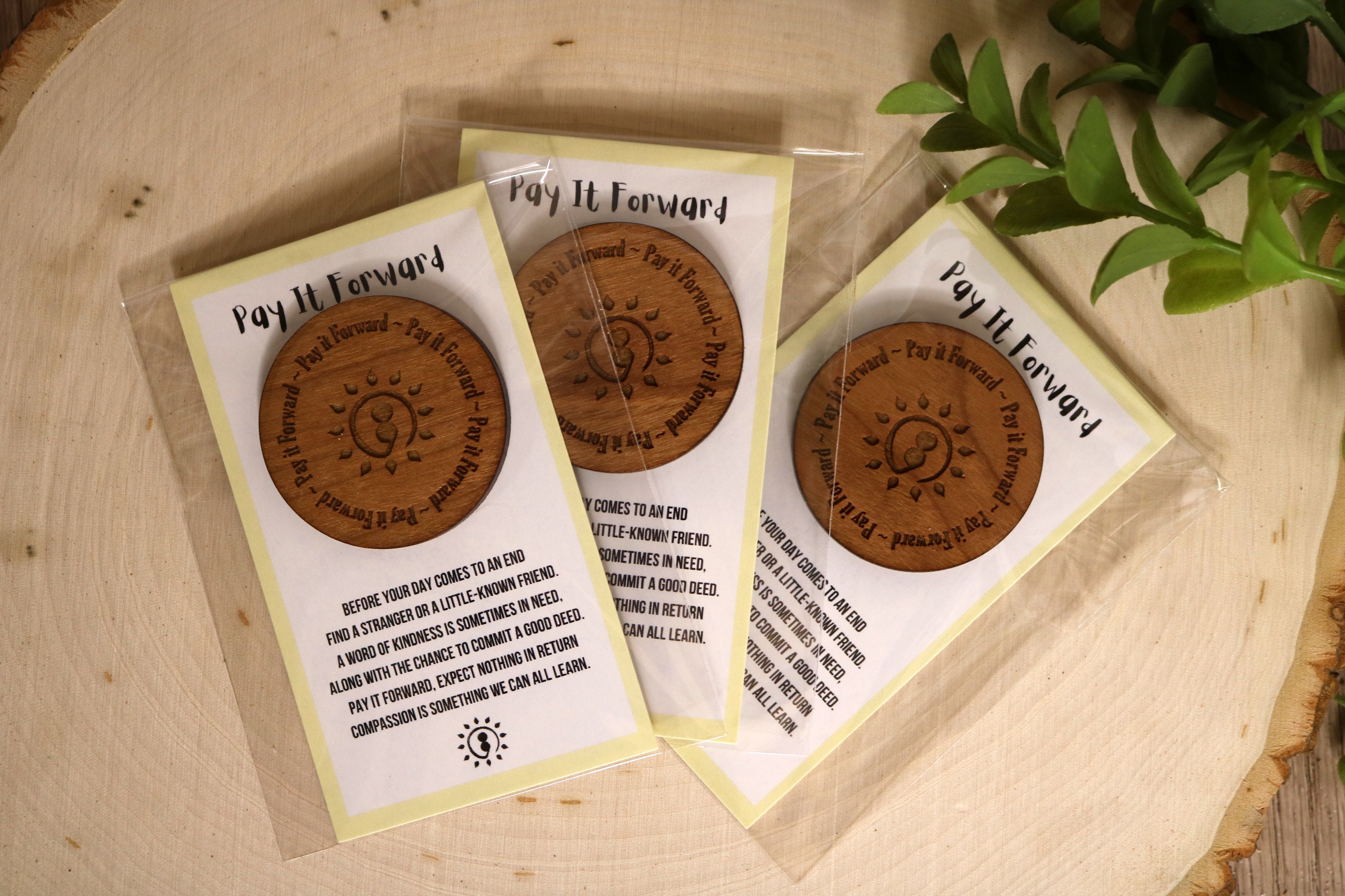 Pay It Forward Wooden Token | Kindness Reminder Coin - Etsy