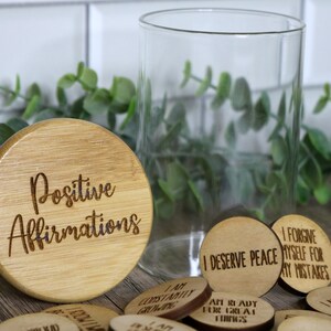 Positive Affirmation Tokens| 30 Positivity Tokens| Customizable Wooden ...