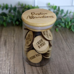 Positive Affirmation Tokens| 30 Positivity Tokens| Customizable Wooden ...
