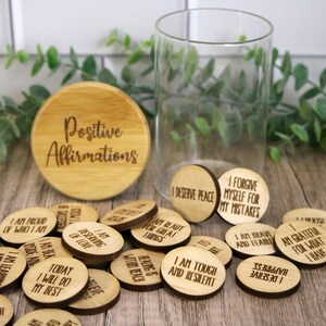 Positive Affirmation Tokens| 30 Positivity Tokens| Customizable Wooden ...