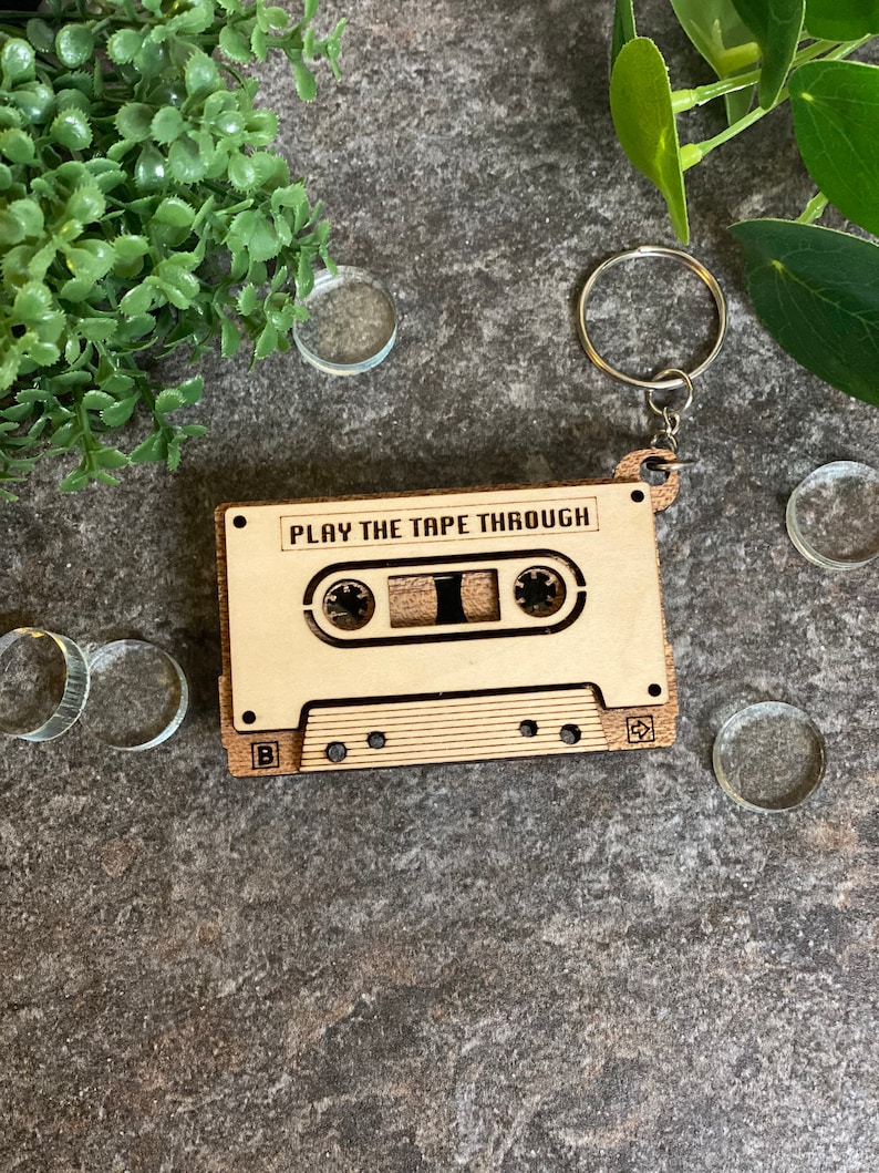 Handmade Wooden Cassette Tape Keychain | Personalized Recovery Gift - Etsy
