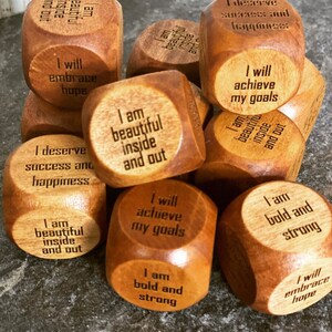 Positive Affirmation Wooden Dice| Positivity Handmade Gift| Mental ...