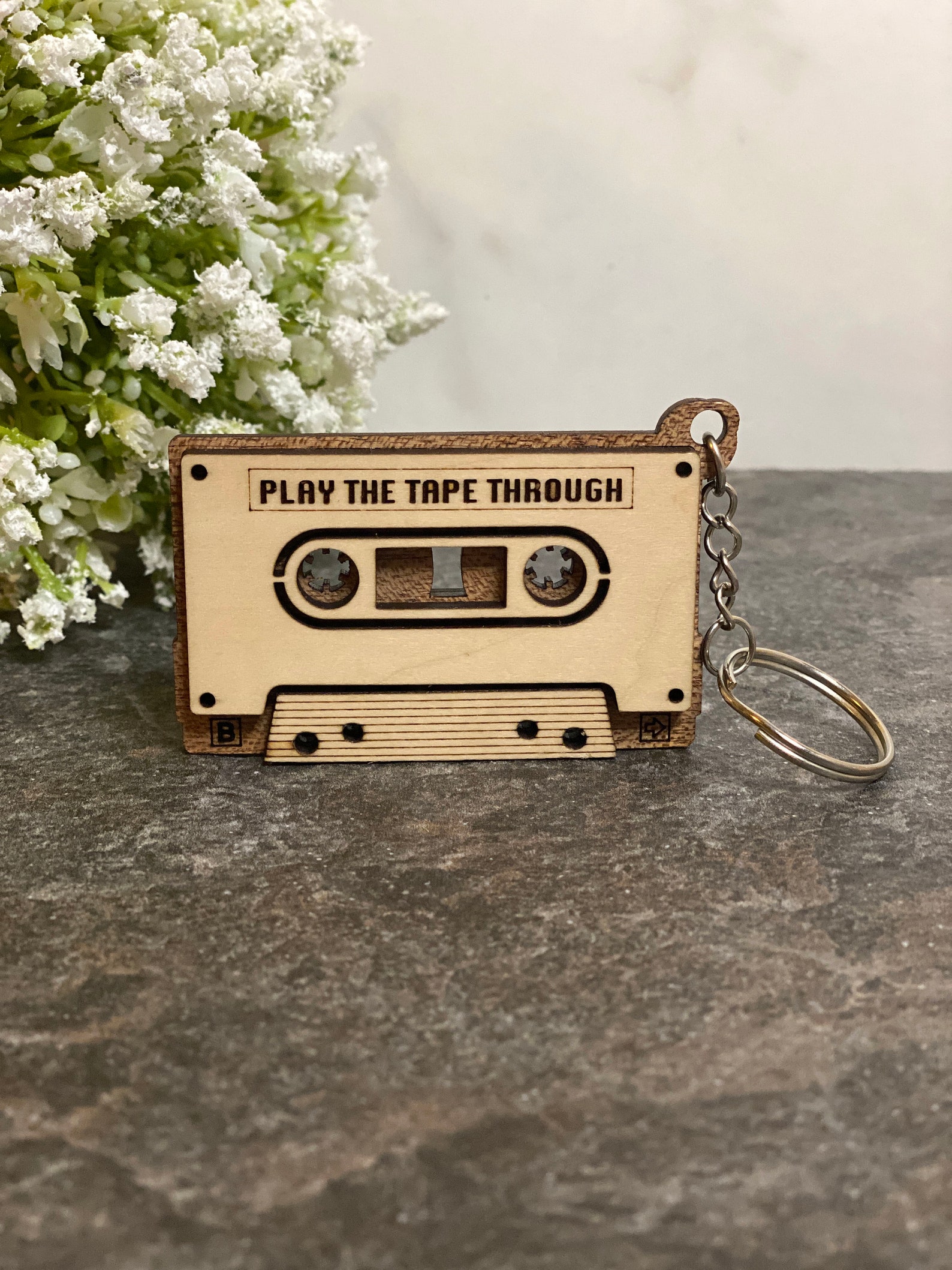 Handmade Wooden Cassette Tape Keychain | Personalized Recovery Gift - Etsy