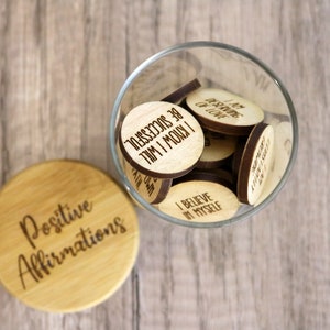 Positive Affirmation Tokens| 30 Positivity Tokens| Customizable Wooden ...