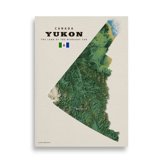 50x70cm Yukon Shaded Relief Map With 3D Effect - Etsy