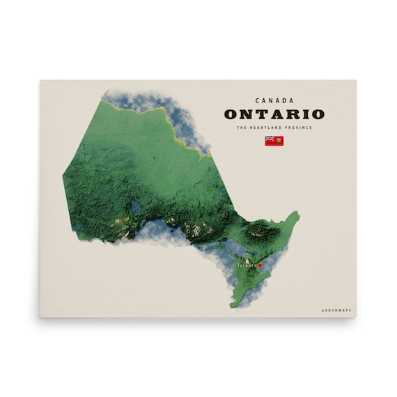 18x24in Ontario Shaded Relief Map With 3D Effect - Etsy