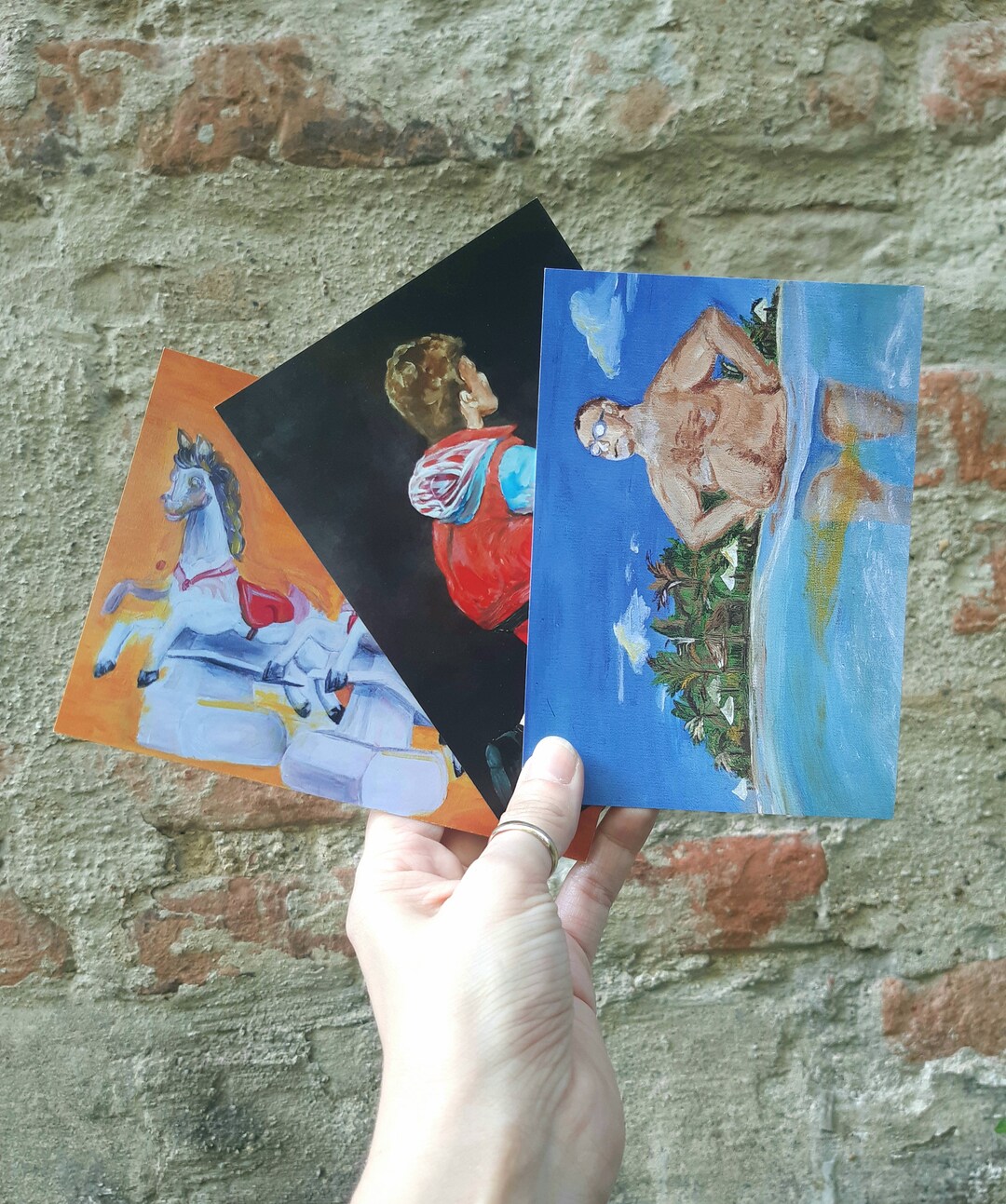 Acrylic Painting, Postcards, 3 Pieces - "painted" - Etsy