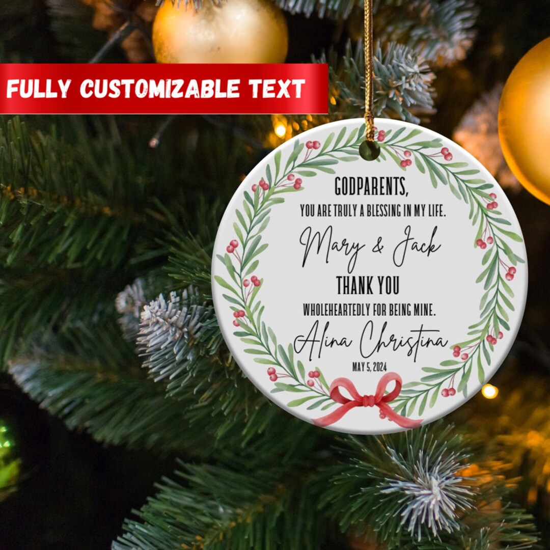 Baptism Custom Ornament: Personalized Christening Gift to Godparents ...