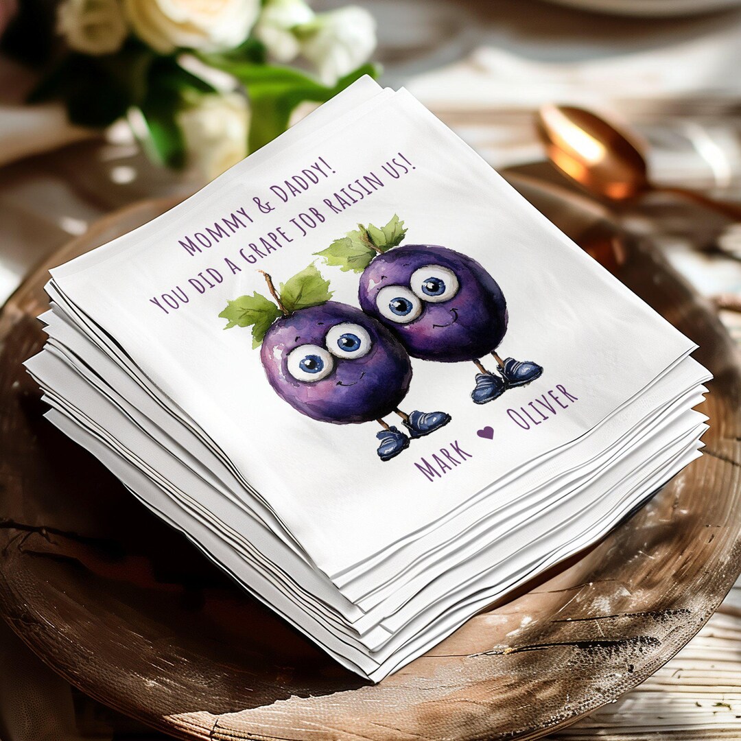 Cute Grape Napkin Fun and Whimsical Table Decor Family Celebration ...