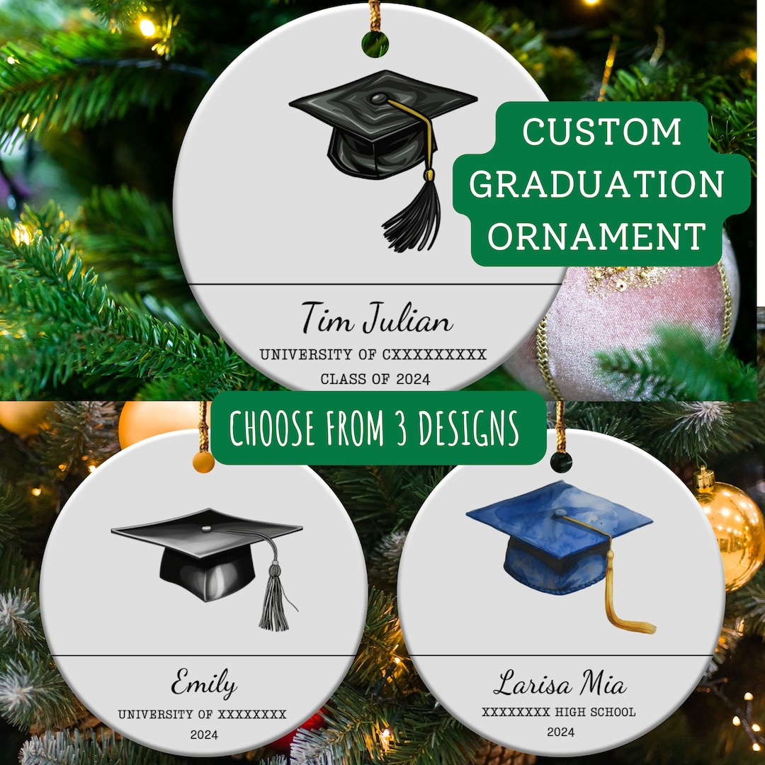Graduation Cap Ornament, Custom Christmas Ornament, College Alumni Gift ...