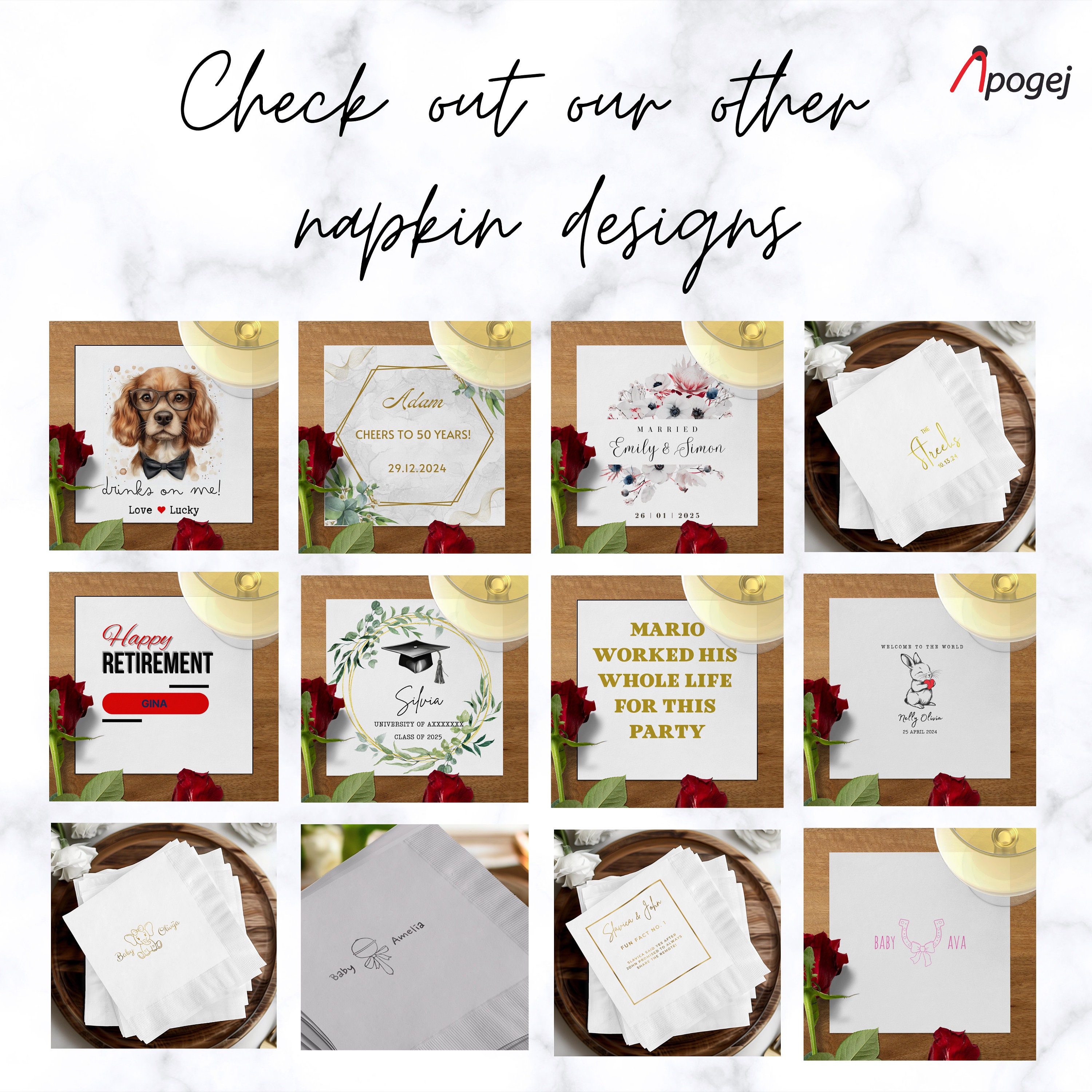 Personalized Retirement Napkins, Elegant Party Decor - Etsy