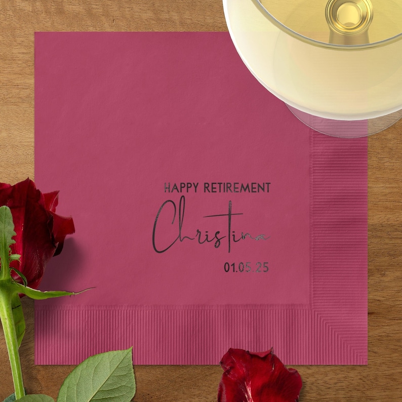Happy Retirement Napkin Personalized Gift Party Supplies Customized ...