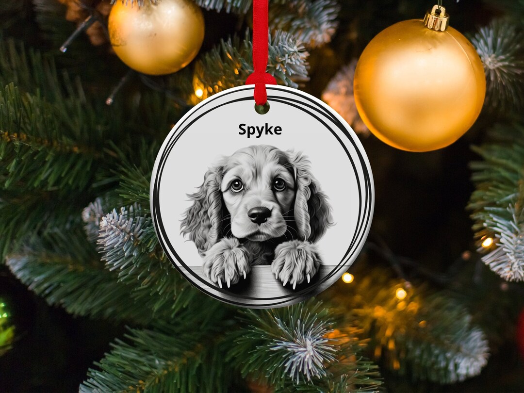 Cocker Spaniel Ornament: Custom Dog Christmas Ornament, Pet Portrait ...