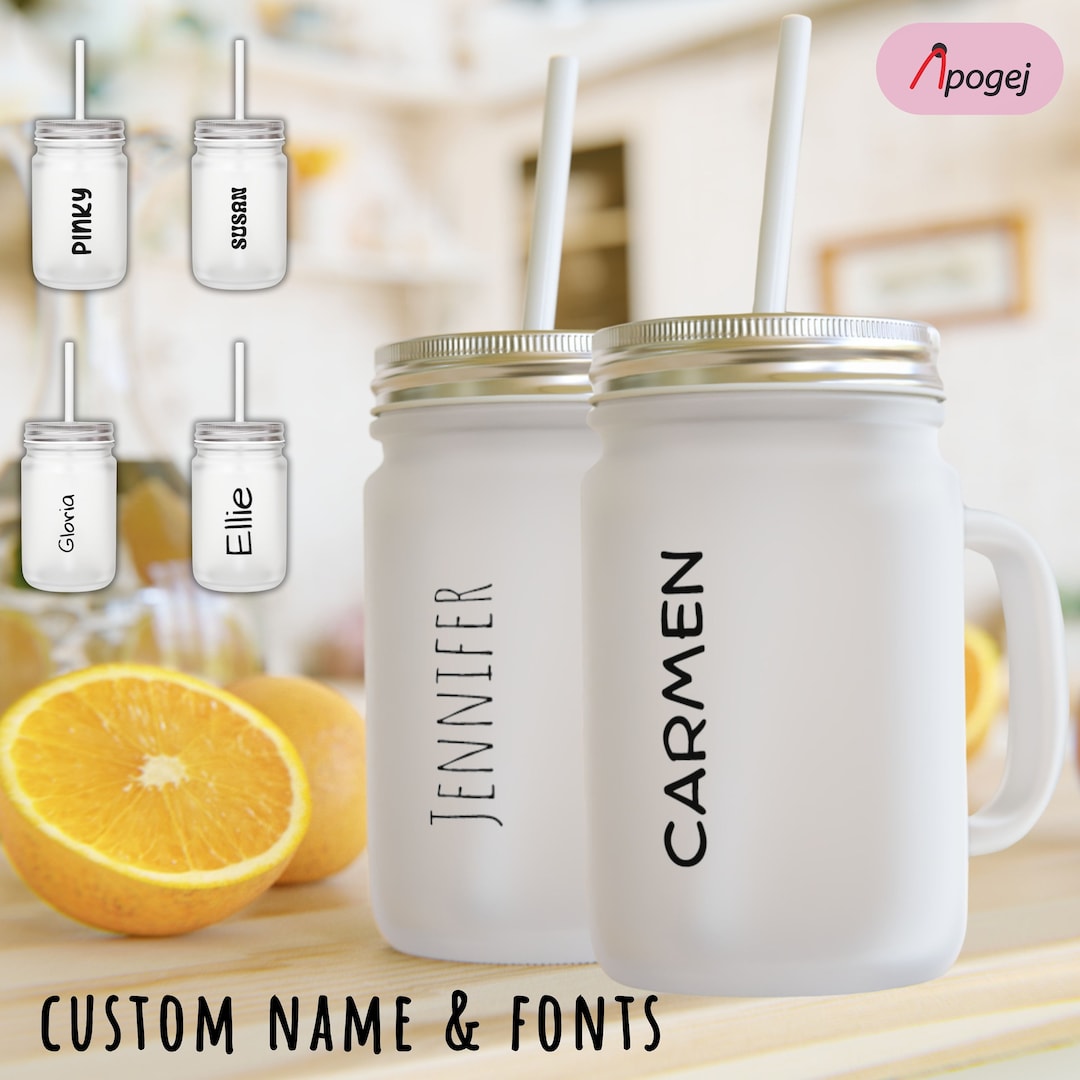 Custom Name & Font Mason Jar, Personalized Drinkware, Unique Kitchen ...