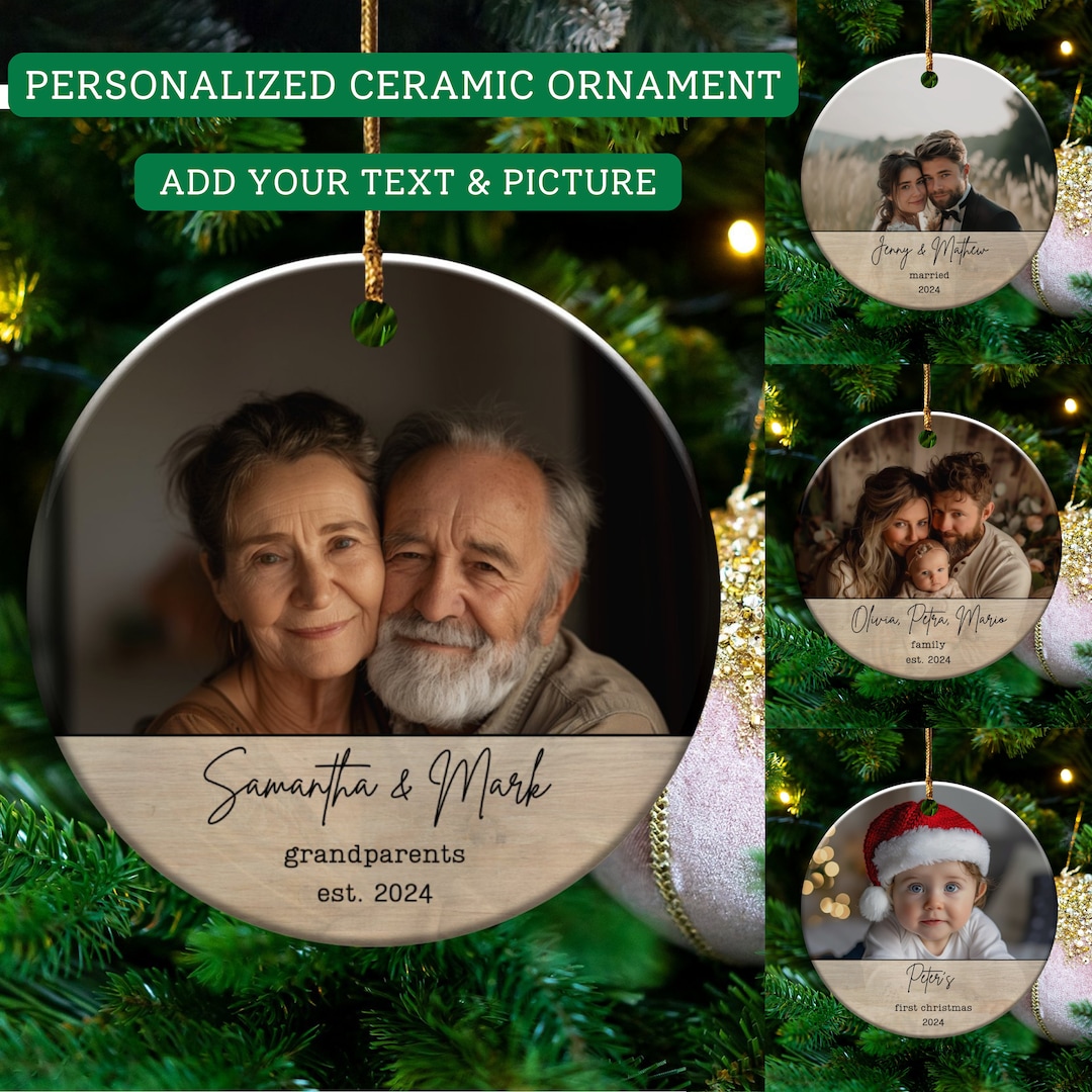 Personalized Grandparents Photo Ornament: Custom Ceramic Keepsake - Etsy