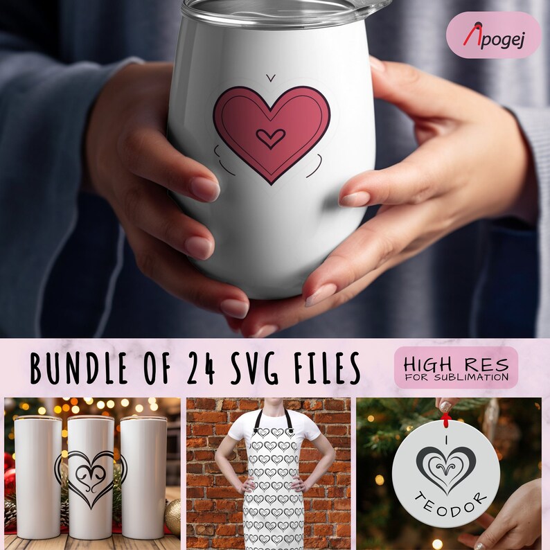 24 Bundle Heart Svg Files, Heart Bundle Design, Valetnine Svg File ...