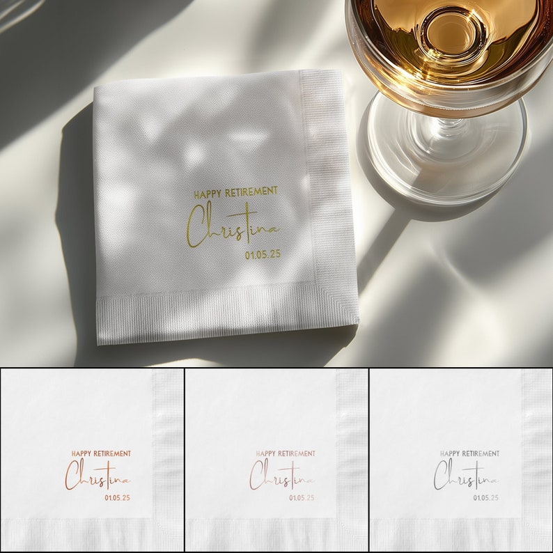 Happy Retirement Napkin Personalized Gift Party Supplies Customized ...