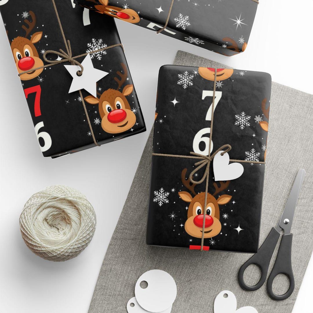 Reindeer Christmas Wrapping Paper, Festive Holiday Gift Wrap, Cute ...