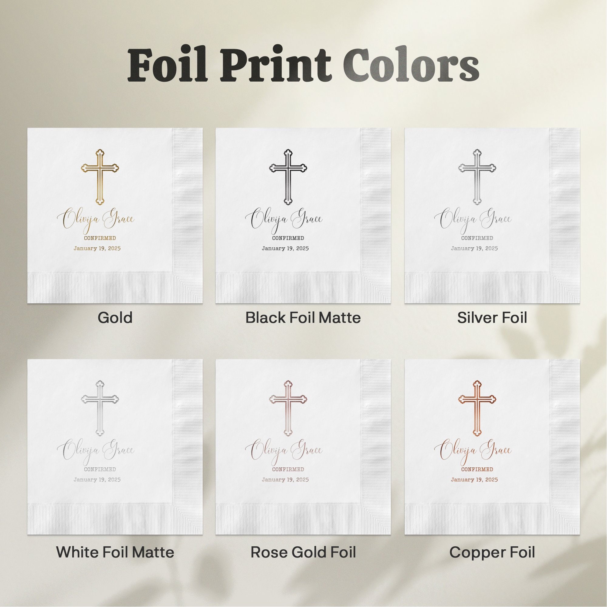 Personalized Confirmation Napkins With Cross Gifted Custom Printed ...