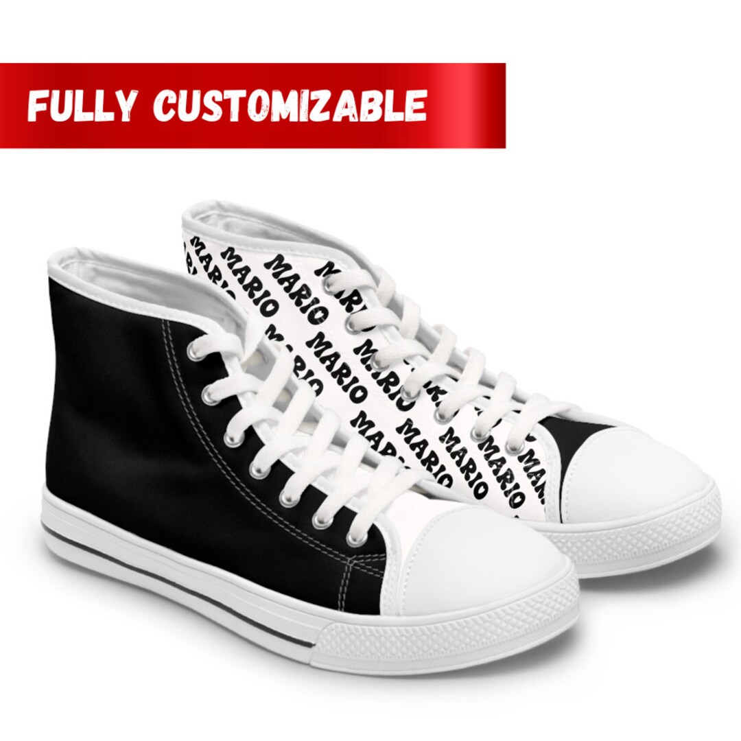 Personalized High Top Sneakers, Custom Name Shoes, Personalized Black ...
