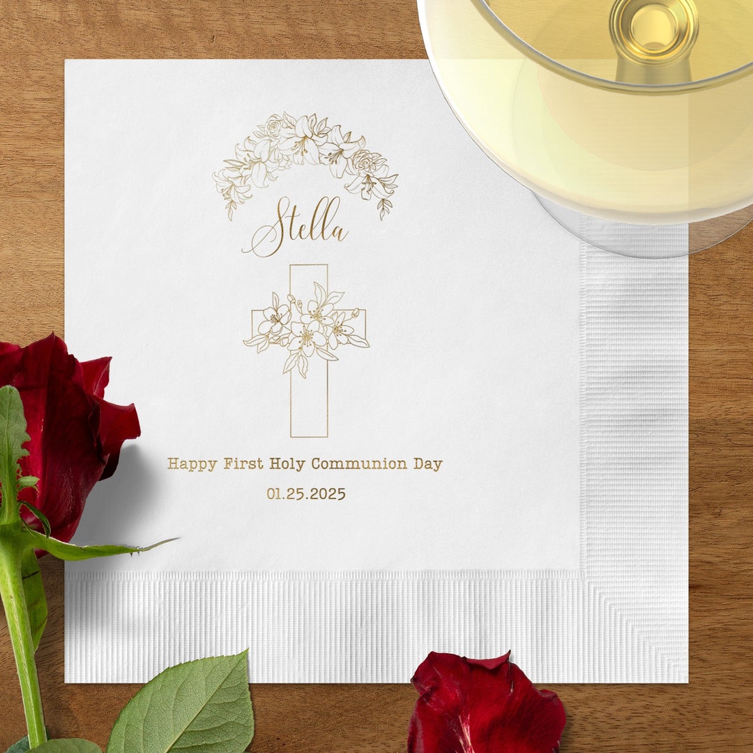Custom Napkins First Holy Communion Napkin Personalized Napkins ...