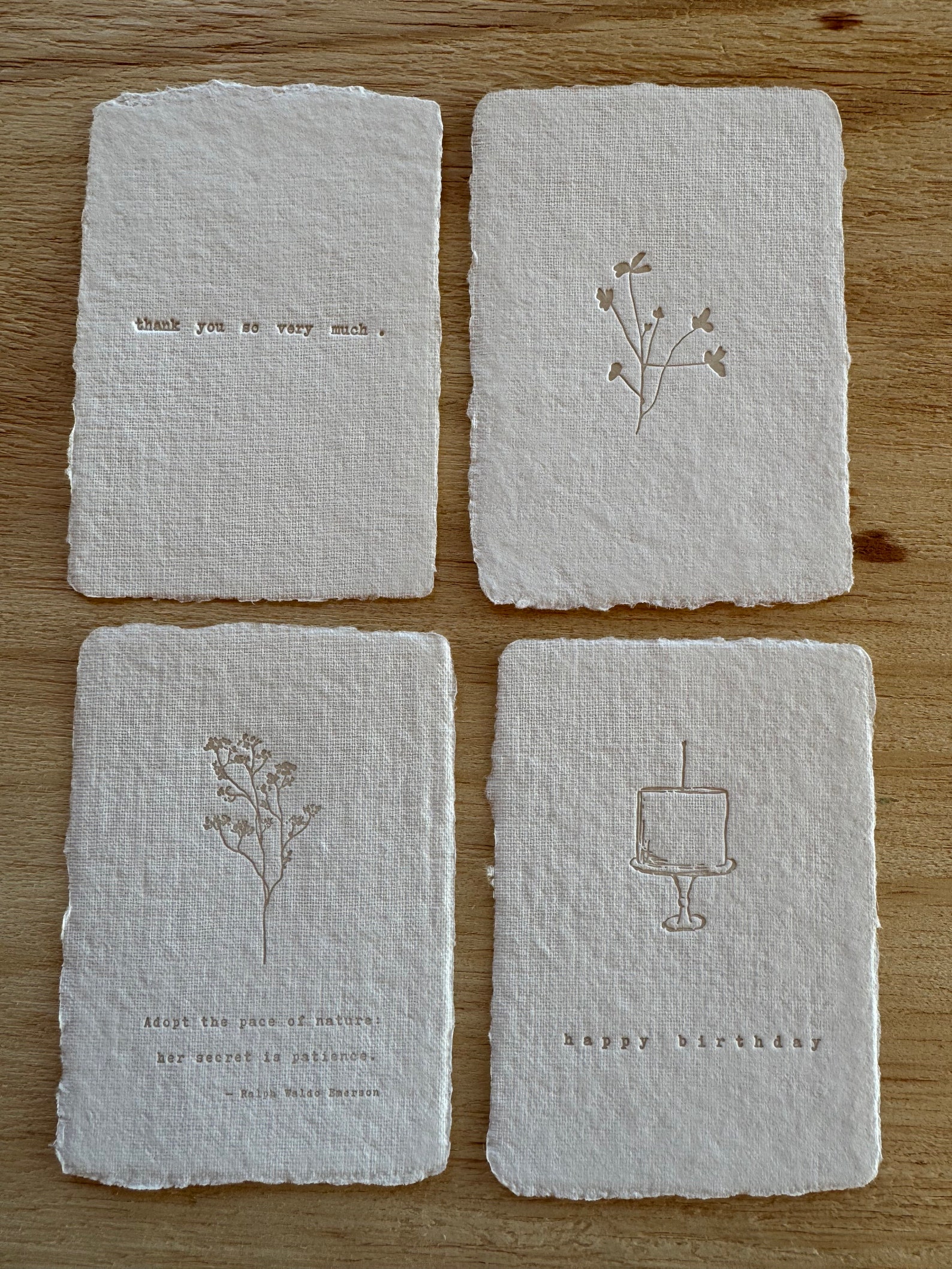 Deckle Edge White Letterpressed Cards Handmade Paper Cards Happy Mother ...