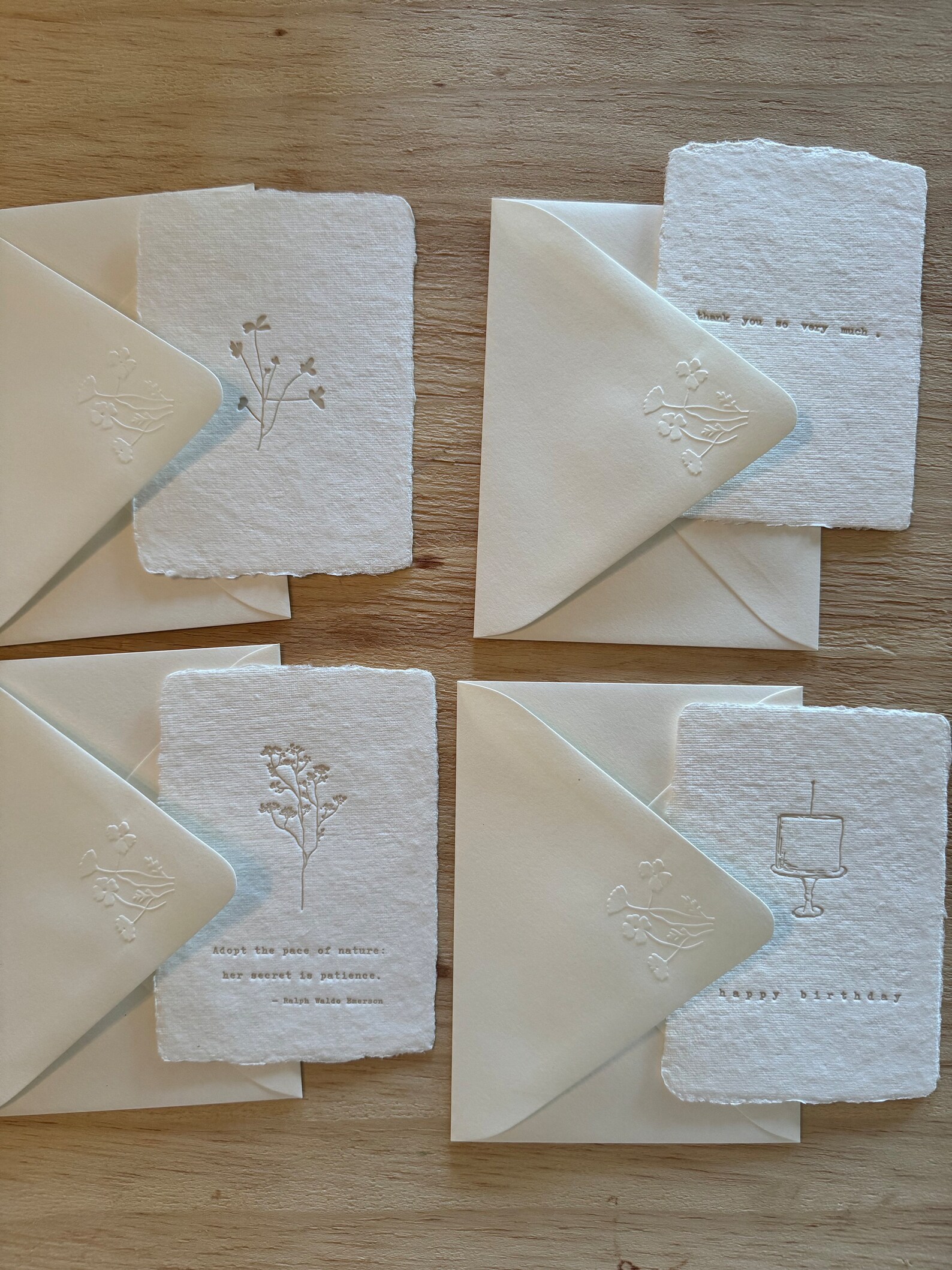 Deckle Edge White Letterpressed Cards Handmade Paper Cards Happy Mother ...