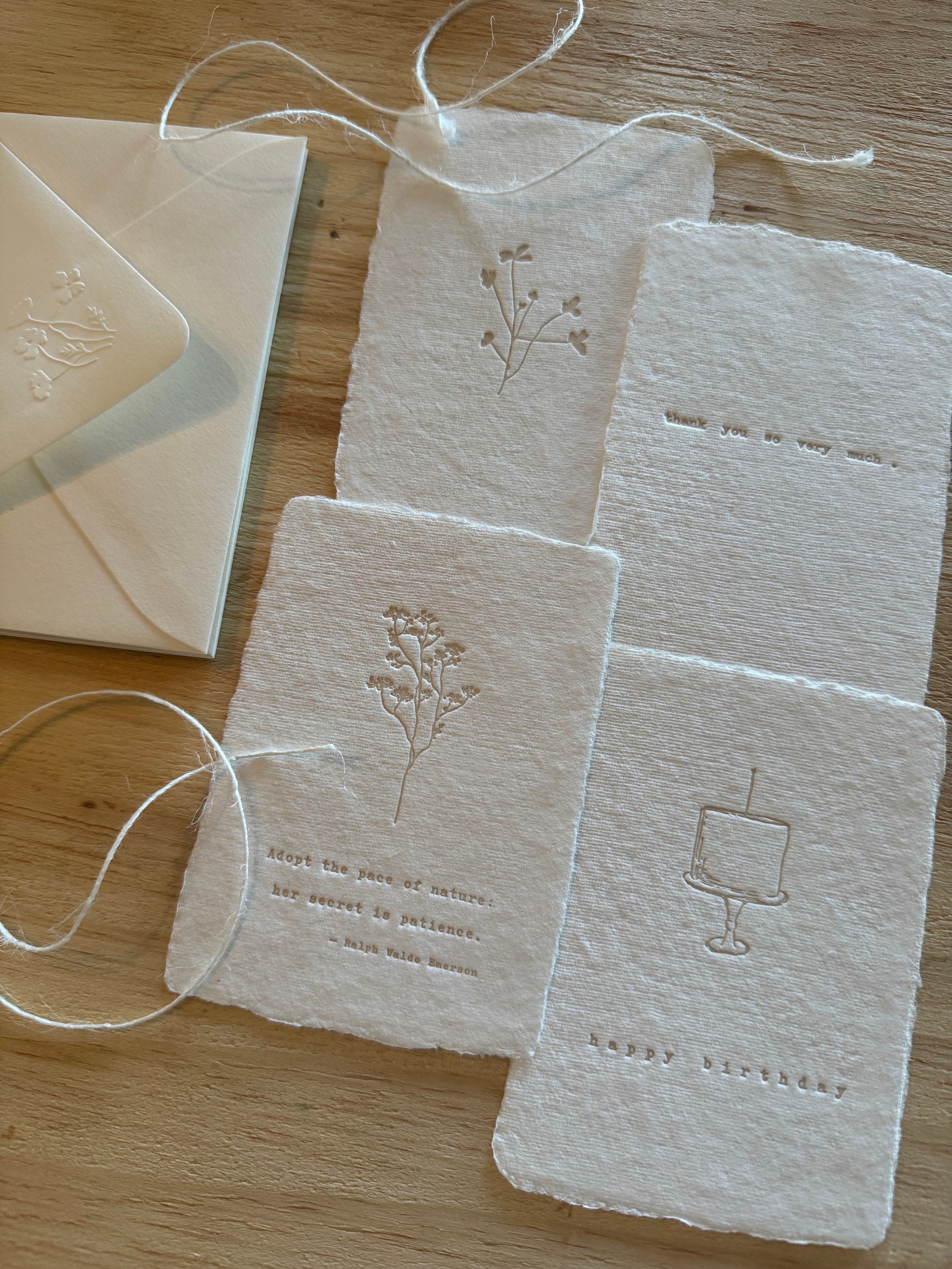 Deckle Edge White Letterpressed Cards Handmade Paper Cards Happy Mother ...